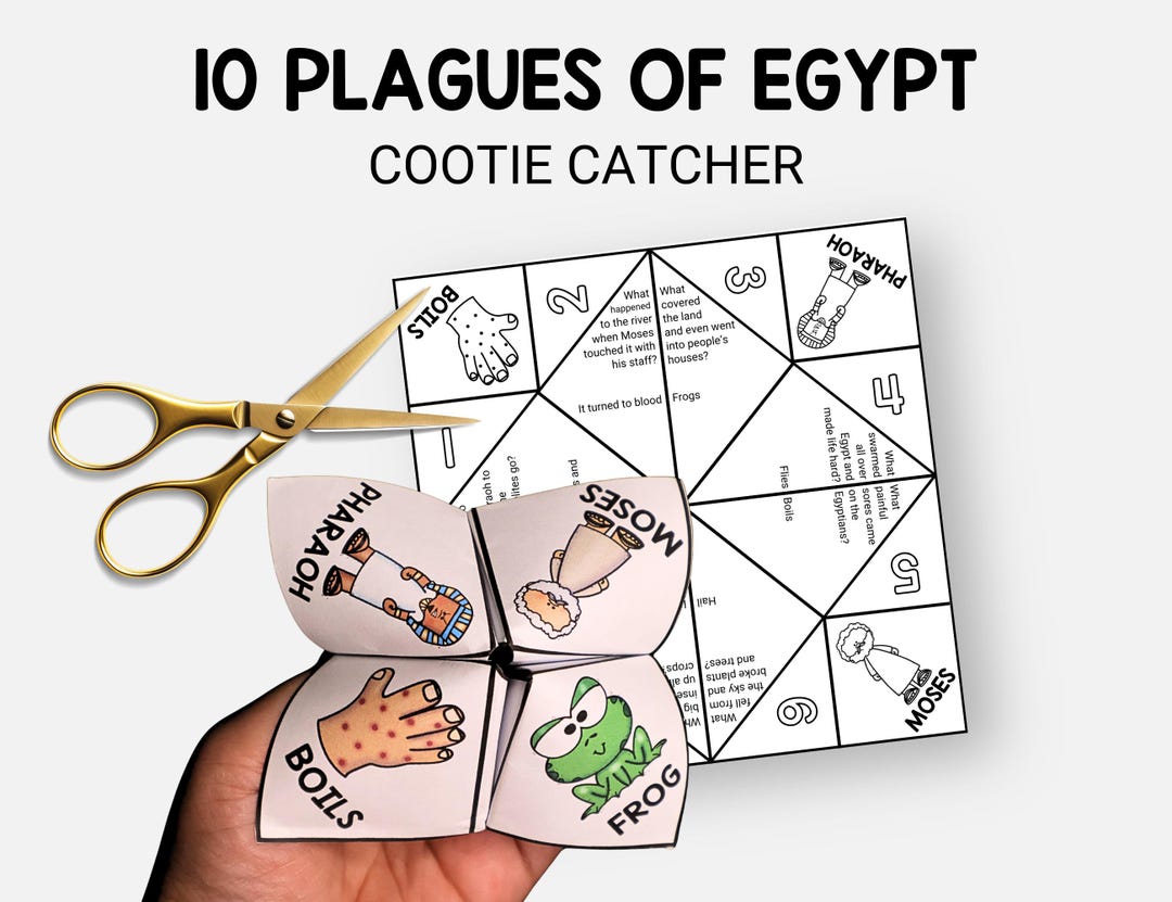 The Ten Plagues of Egypt, Moses Bible Story Cootie Catcher, Printable ...