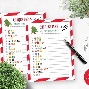 Christmas Song Game, Printable Holiday Activity, Fun Family Game Night ...
