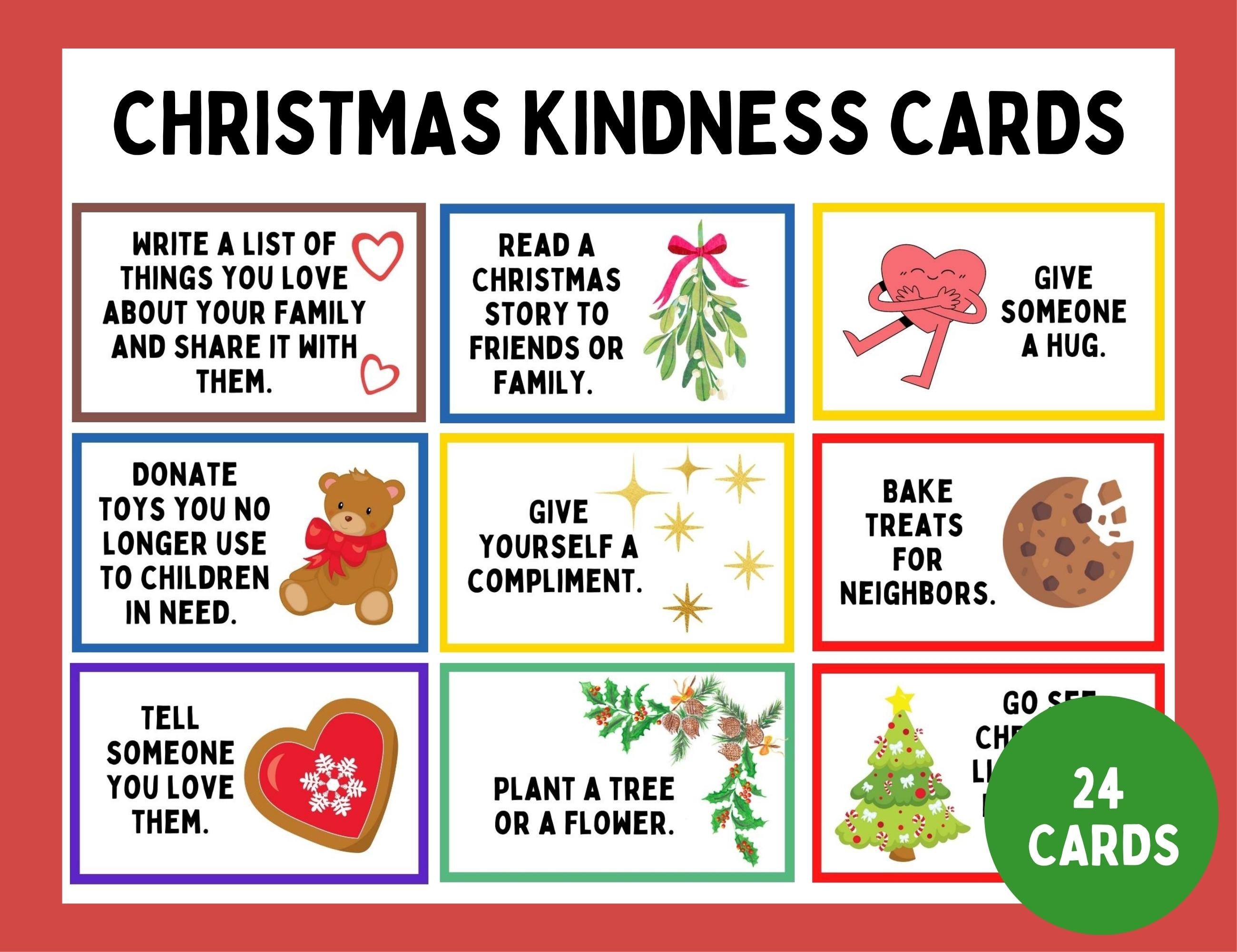 Christmas Kindness Cards, Random Acts of Kindness, 24 Days of Kindness ...