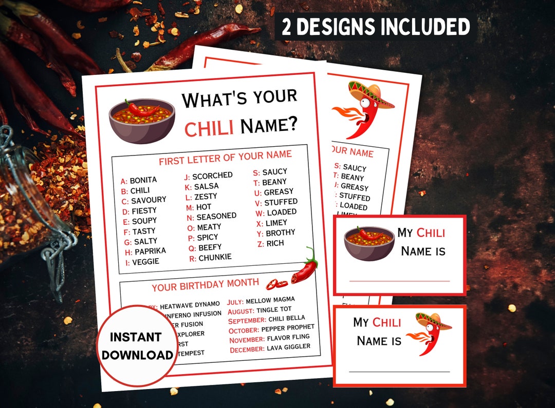 Whats Your Chili Name, Chili Name Game, Chili Cookoff, Mexican Fiesta ...