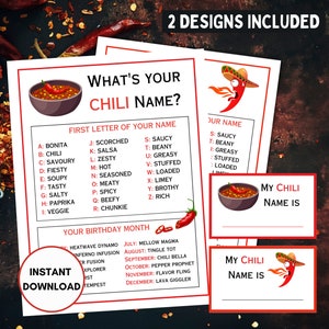 Whats Your Chili Name, Chili Name Game, Chili Cookoff, Mexican Fiesta ...