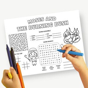 Moses and the Burning Bush, Printable Bible Activity Placemat, Sunday ...