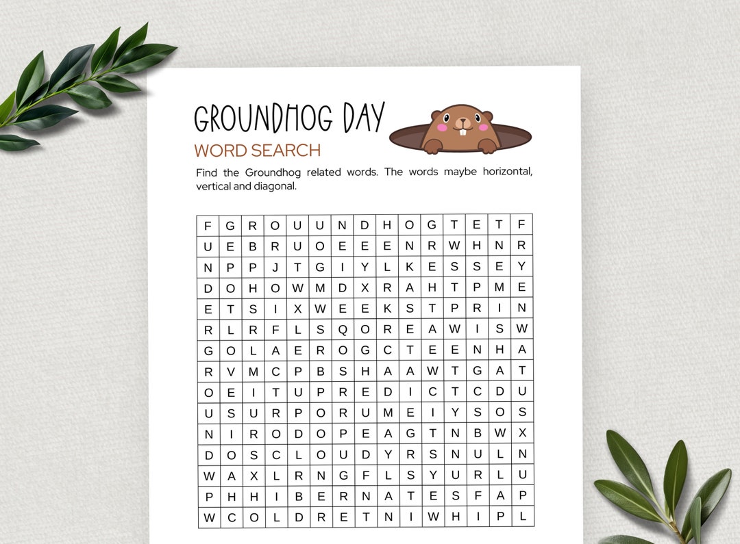 Groundhog Word Search, Fun Groundhog Party Game for Kids and Adults ...