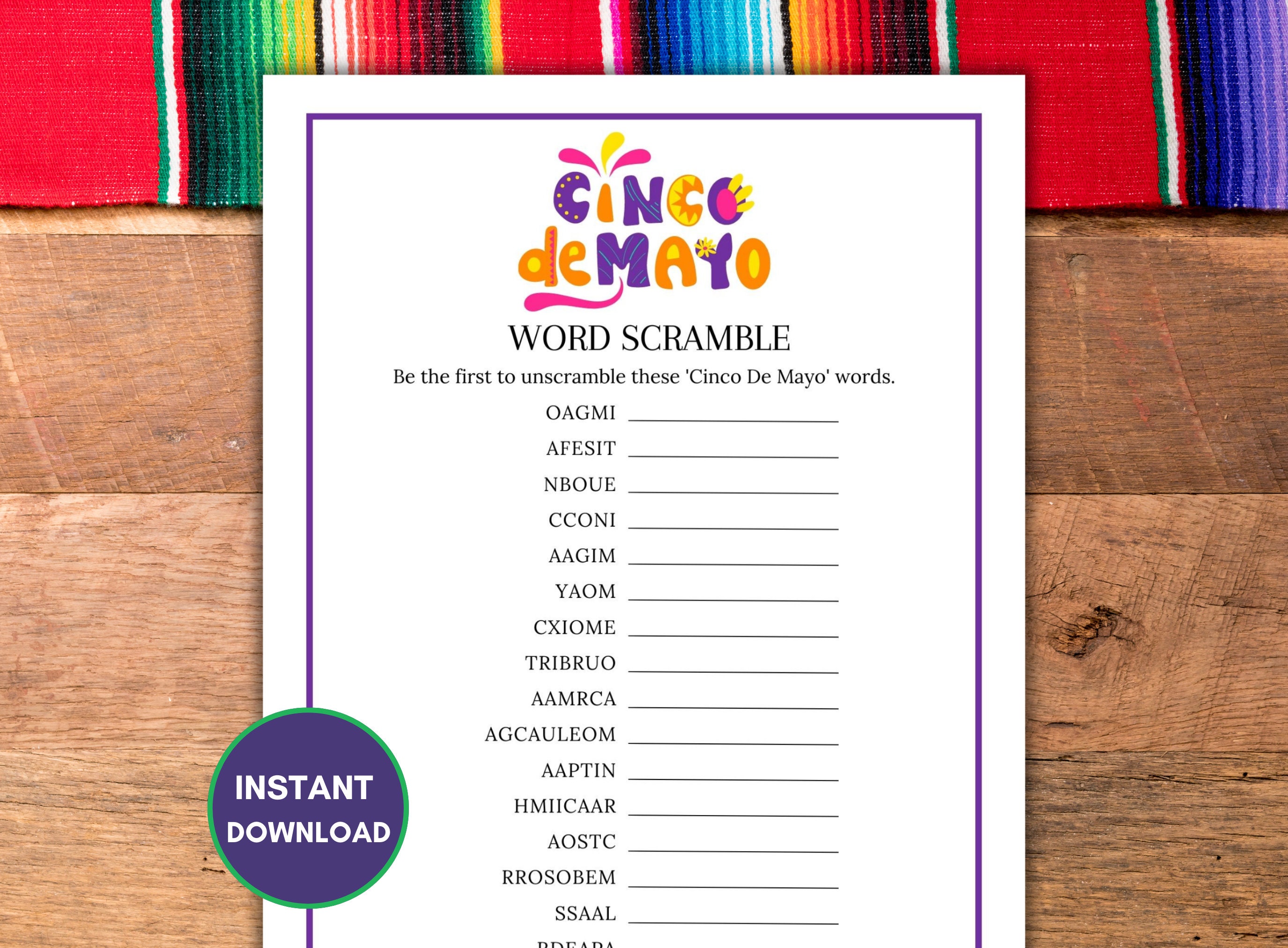 Cinco De Mayo Word Scramble, Cinco De Mayo Games, Cinco De Mayo, Word ...