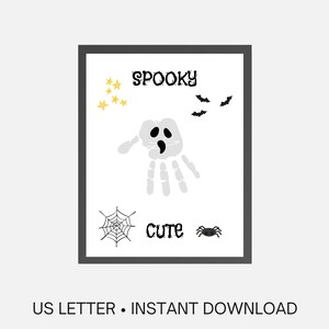 Halloween Handprint Art, Ghost Printable Baby Handprint Craft, Toddler ...