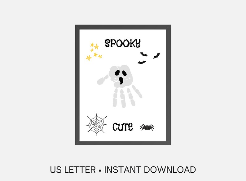 Halloween Handprint Art, Ghost Printable Baby Handprint Craft, Toddler ...