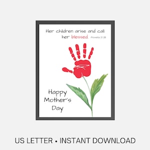 Mothers Day Handprint Craft, Printable Christian Bible Verse Handprint ...