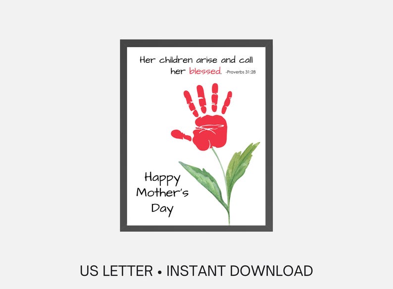 Mothers Day Handprint Craft, Printable Christian Bible Verse Handprint ...