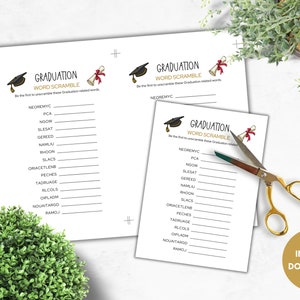 Graduation Word Scramble, Printable Graduation Party Game, Fun High ...