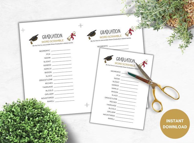 Graduation Word Scramble, Printable Graduation Party Game, Fun High ...