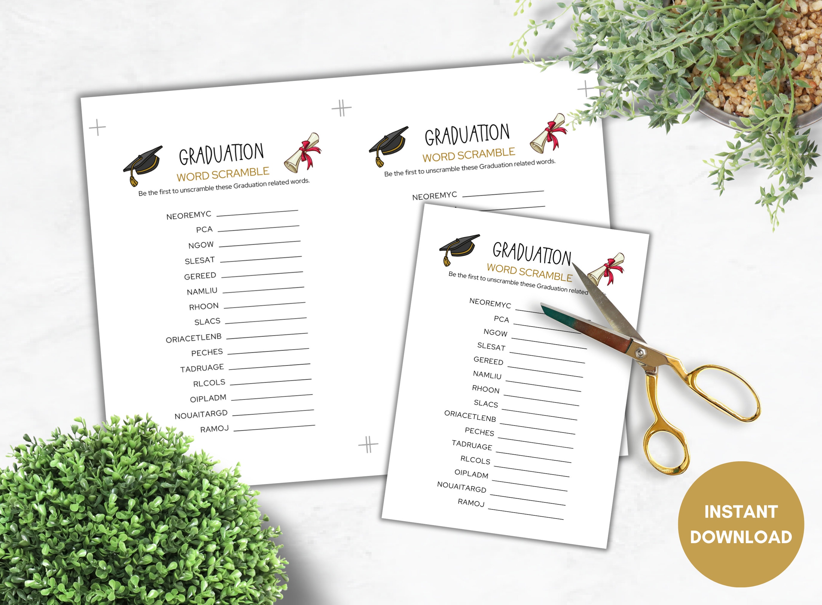 Graduation Word Scramble, Printable Graduation Party Game, Fun High ...