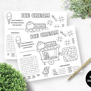 Ice Cream Placemat Activity, Summer Colouring Mat for Kids, Summer ...