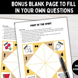 Fruit of the Spirit, Printable Cootie Catcher, Sunday School Craft ...