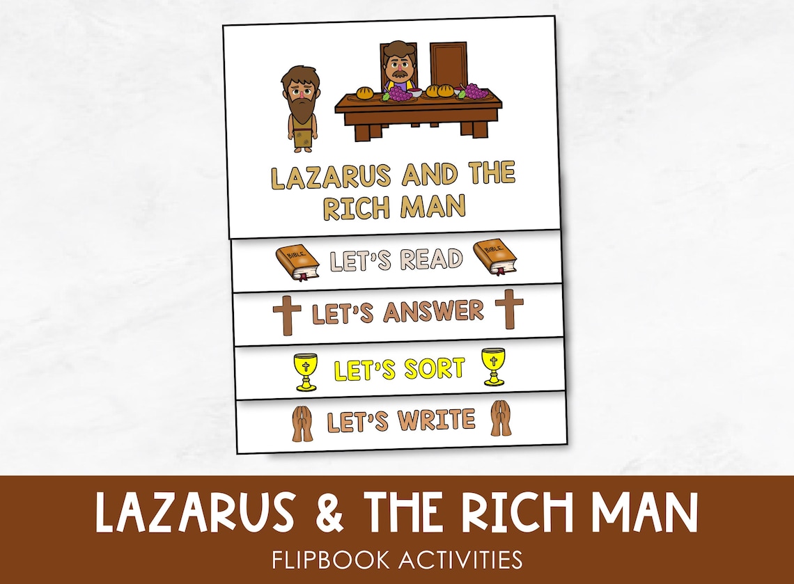 Lazarus and the Rich Man, Bible Flipbook Printable, Parables of Jesus ...