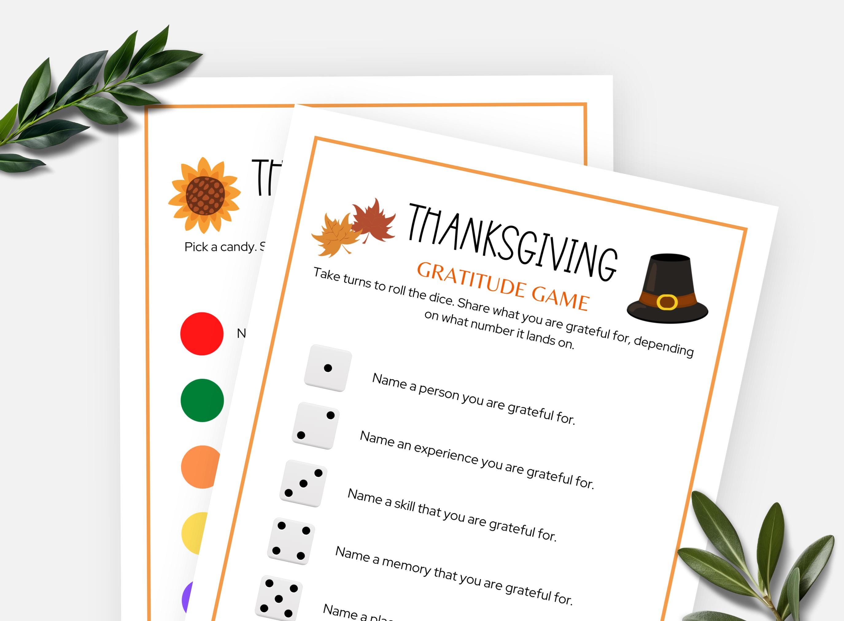 Gratitude Game, Printable Thanksgiving Game, Candy Dice, Gratitude Dice ...