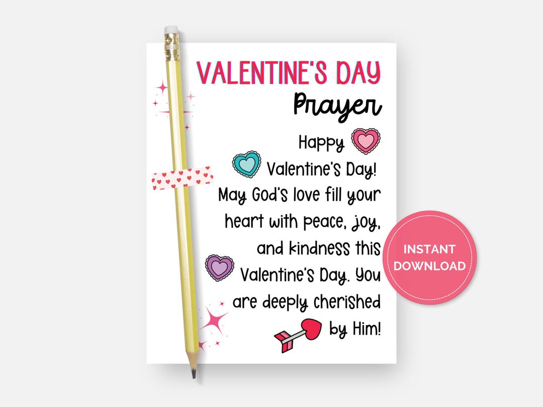 Christian Valentine Tag, Printable Valentines Day Prayer Card ...