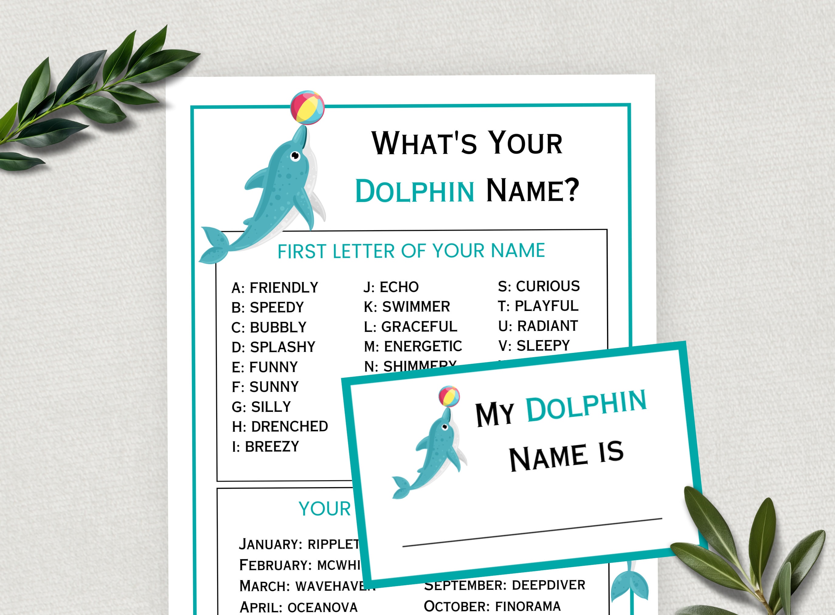 What's Your Dolphin Name, Fun Birthday Party Game for Kids and Adults ...