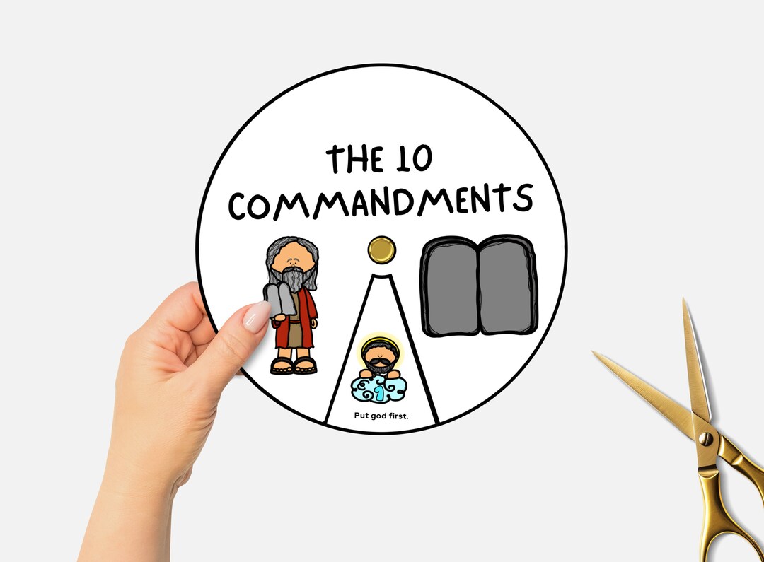 10 Commandments, Printable Bible Coloring Wheel, Sunday School Craft ...