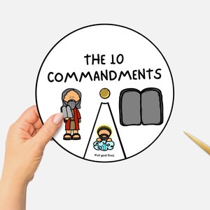 10 Commandments, Printable Bible Coloring Wheel, Sunday School Craft ...