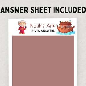Noah's Ark, Printable Bible Story Trivia Game, Sunday School, Old ...
