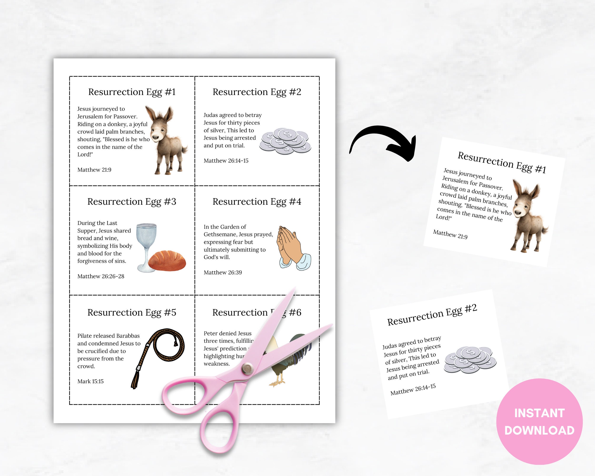 Printable Resurrection Eggs, Easter Bible Story, Sunday School Activity ...