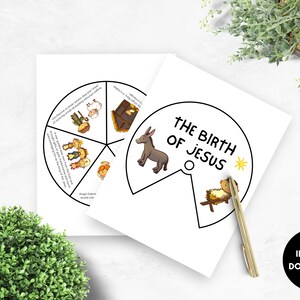 The Birth of Jesus, Printable Christmas Nativity Coloring Wheel, Baby ...