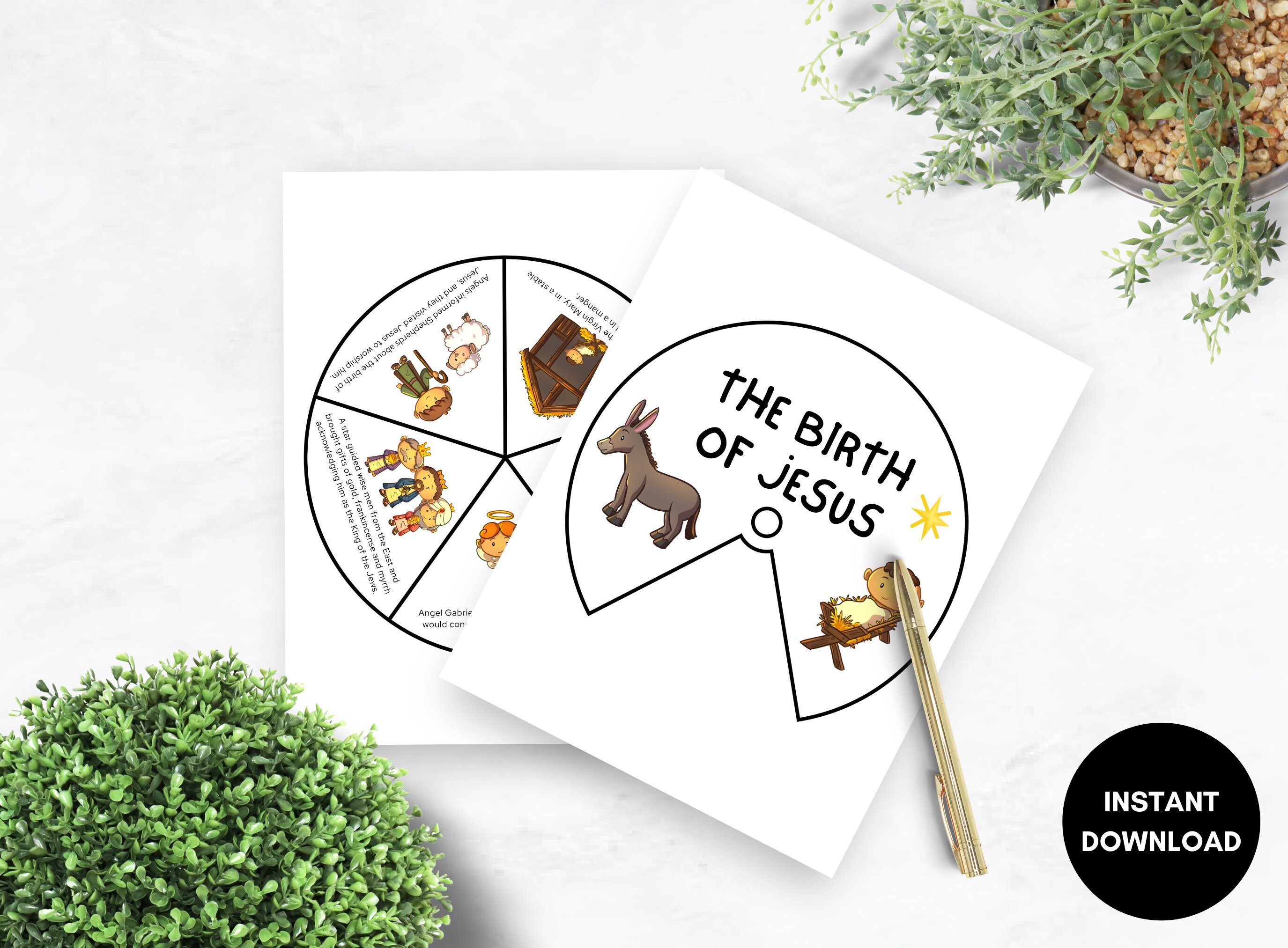 The Birth of Jesus, Printable Christmas Nativity Coloring Wheel, Baby ...