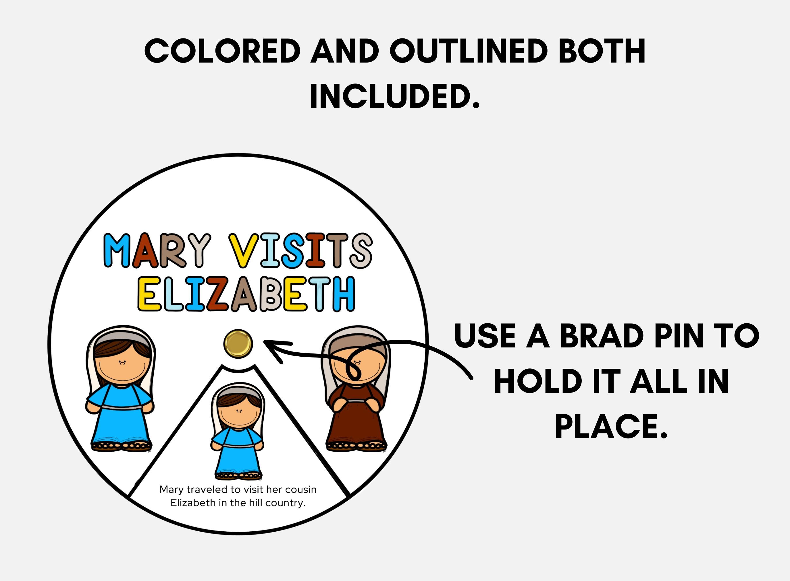 Mary Visits Elizabeth, Printable Nativity Lesson Coloring Wheel, Advent ...