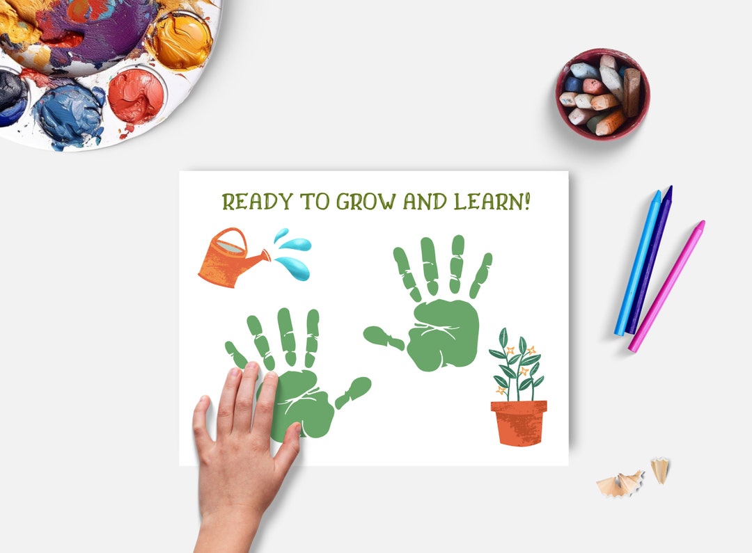 First Day of School Handprint Art, Back to School Printable, Kids ...