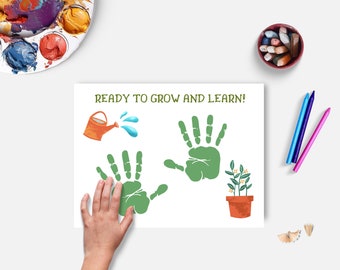 First Day of Kindergarten Handprint Craft, Back to School Printable ...