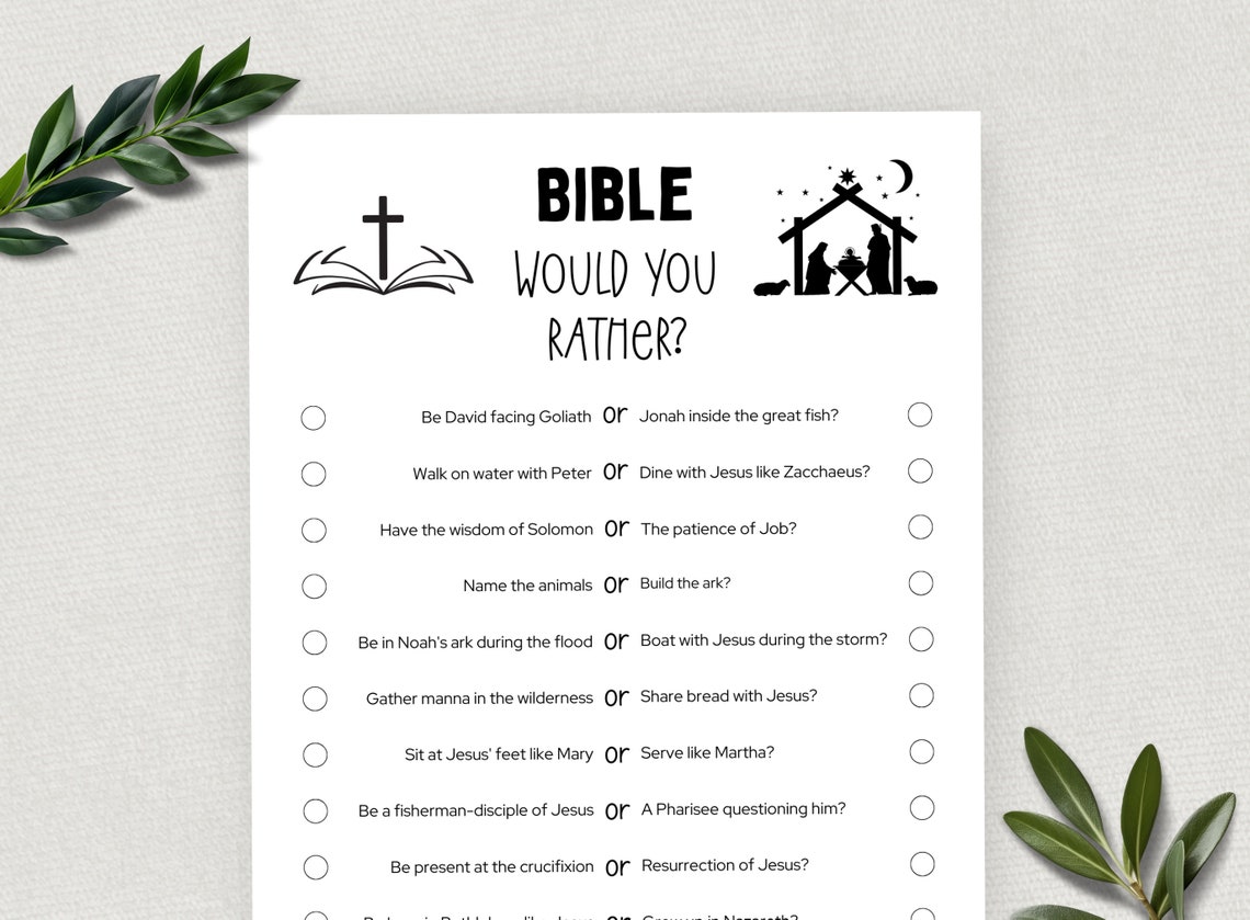 Printable Bible Would You Rather, This or That, Bible Games, Fun ...