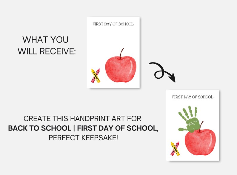 First Day of School Handprint Art, Back to School Printable, Kids ...