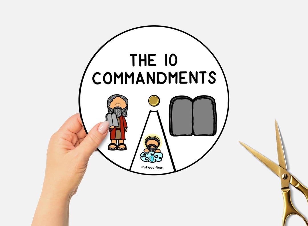 10 Commandments, Printable Bible Coloring Wheel, Sunday School Craft ...