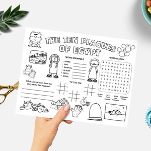 The Ten Plagues, Printable Bible Activity Placemat, Sunday School, Kids ...
