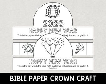 2026 Christian New Years Paper Crown, New Years Eve Coloring Crafts ...