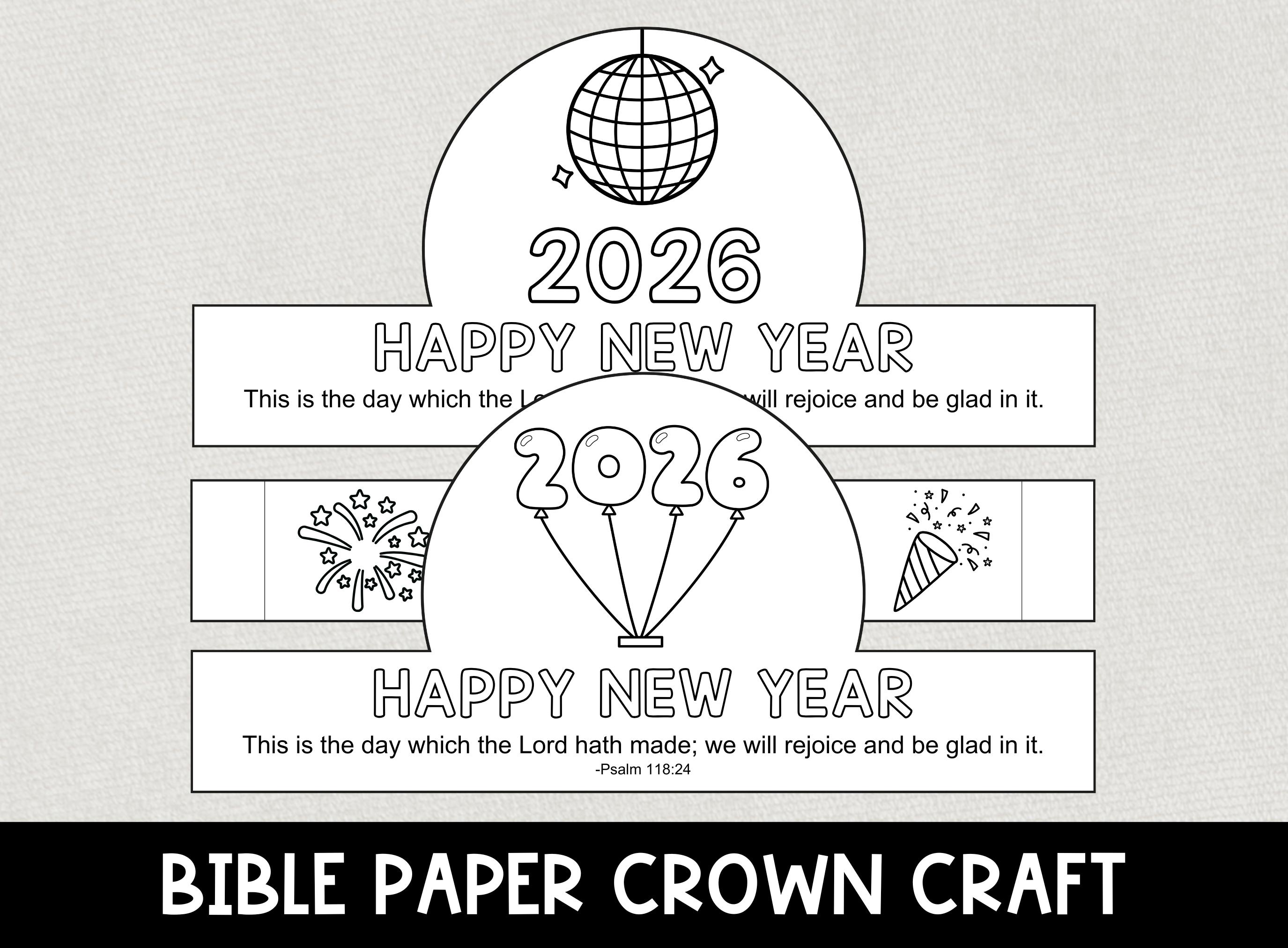 2026 Christian New Years Paper Crown, New Years Eve Coloring Crafts ...