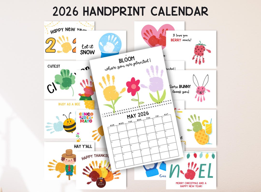 2026 Handprint Art Calendar, Monthly and Yearly Handprint Calendar ...