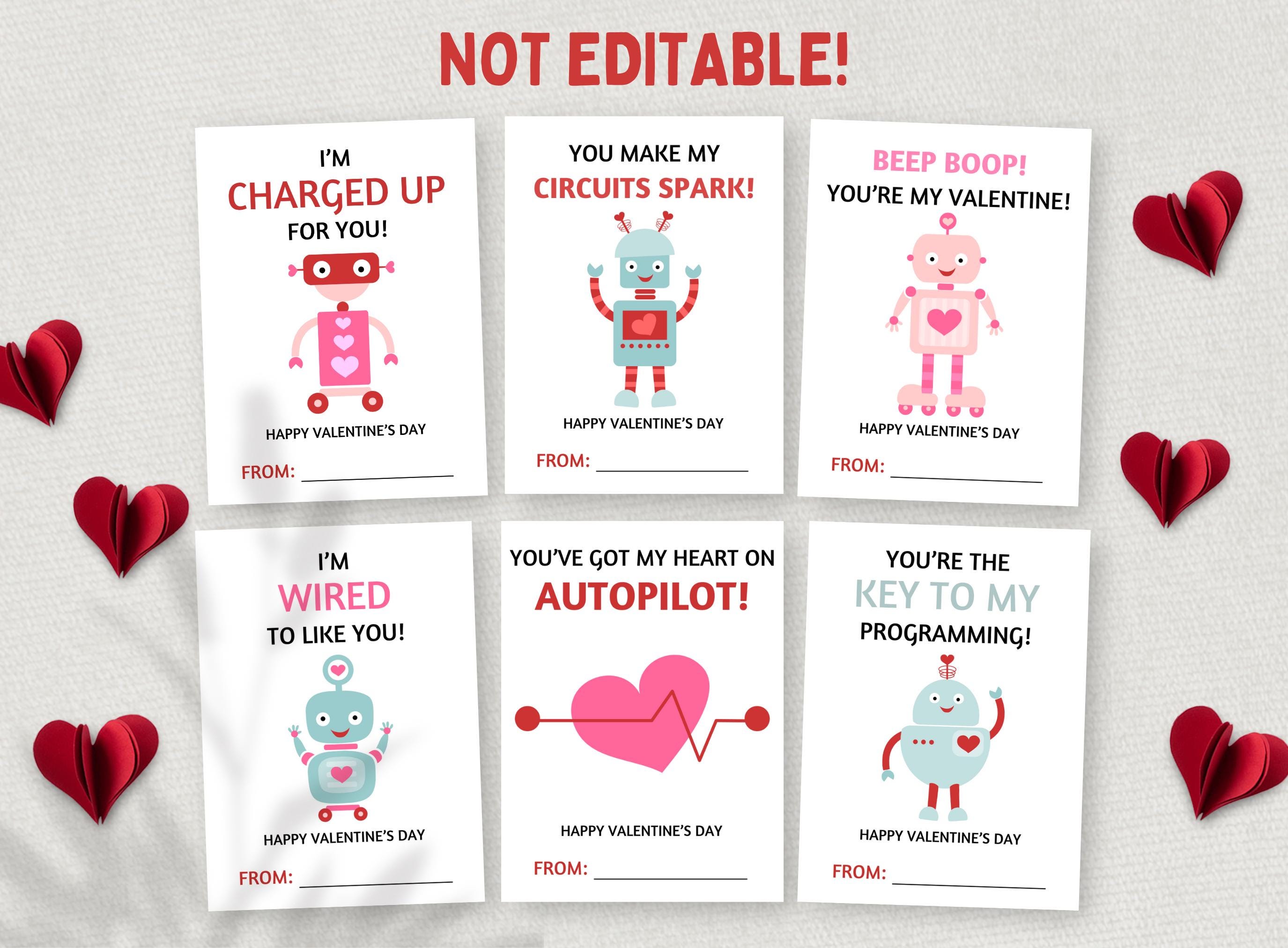 Robot Valentine, Printable Classroom Valentines, Student Gift Tags ...