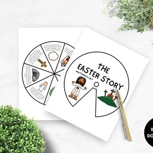 Easter Story Craft, Printable Bible Story Coloring Wheel, Holy Week ...