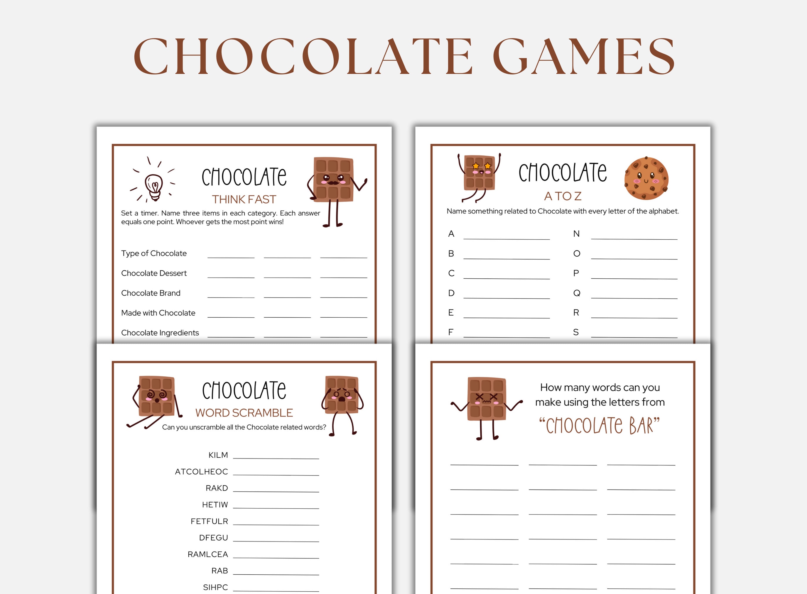 8 Printable Chocolate Games, Fun Chocolate Day Activities for Kids and ...