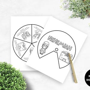 Nehemiah, Printable Bible Coloring Wheel, Sunday School Craft, Bible ...