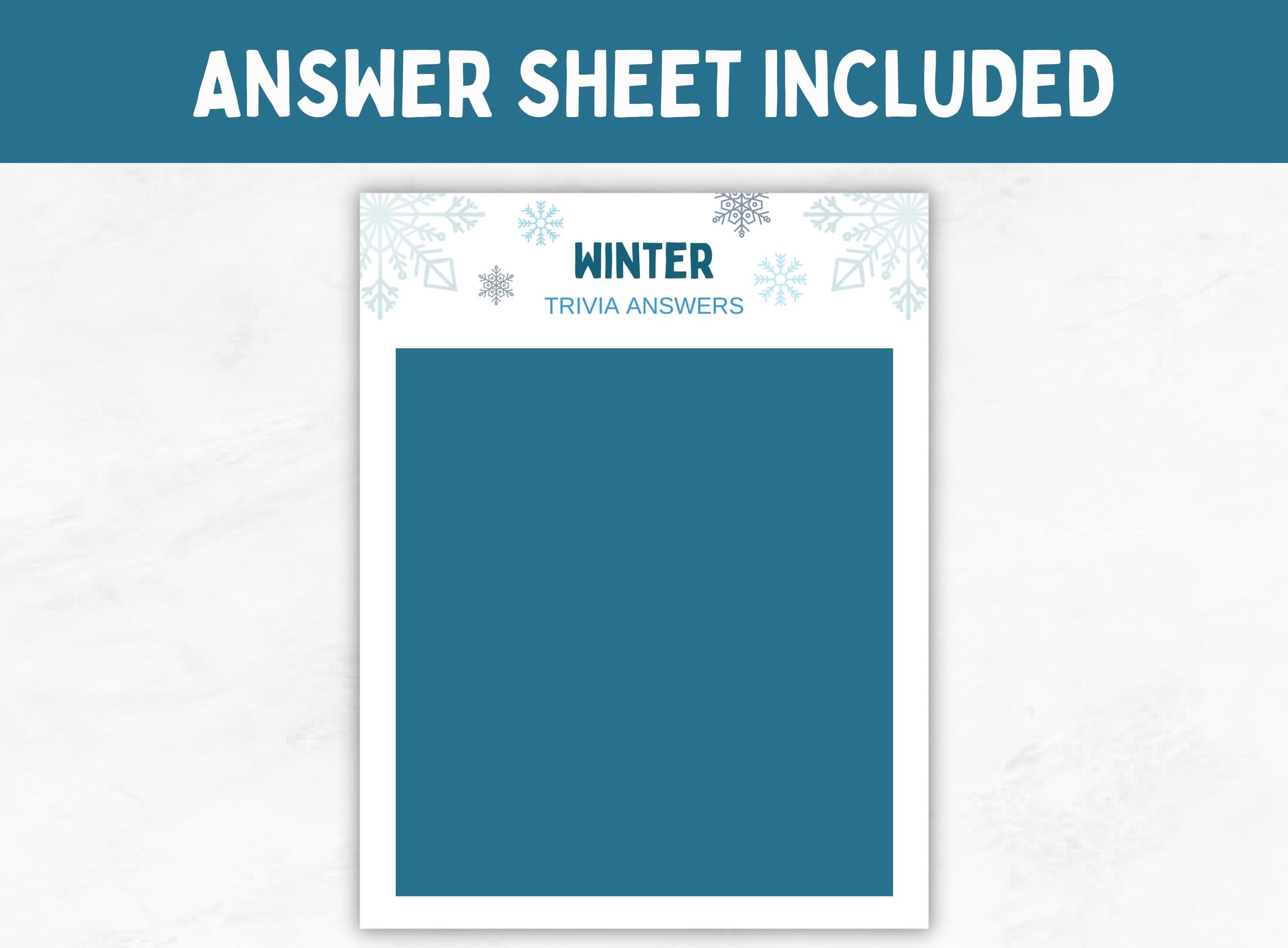 Winter Trivia Printable, Game Night, Family Holiday Activity, Winter ...