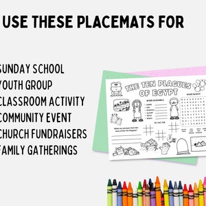 The Ten Plagues, Printable Bible Activity Placemat, Sunday School, Kids ...