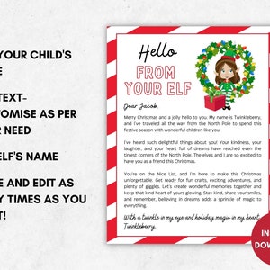 Editable Elf Letter, Elf Arrival Letter, Hello From Your Elf, Letter ...