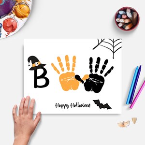 Halloween Handprint Art, Boo Printable Baby Handprint Craft, Toddler ...