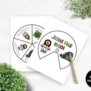 Jesus Has Risen, Printable Bible Coloring Wheel, Sunday School Craft ...