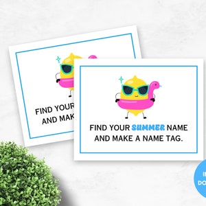 Whats Your Summer Name, Summer Birthday Party Game for Kids and Adults ...