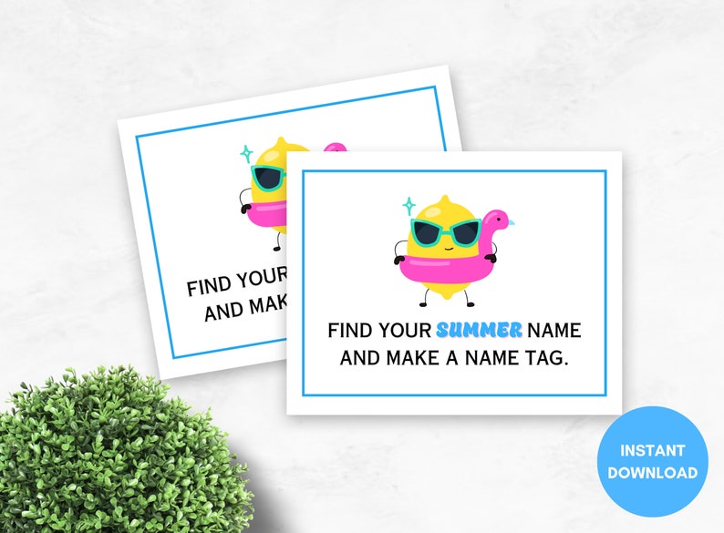 Whats Your Summer Name, Summer Birthday Party Game for Kids and Adults ...