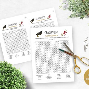 3 Printable Graduation Party Games, High School/college/university Grad ...