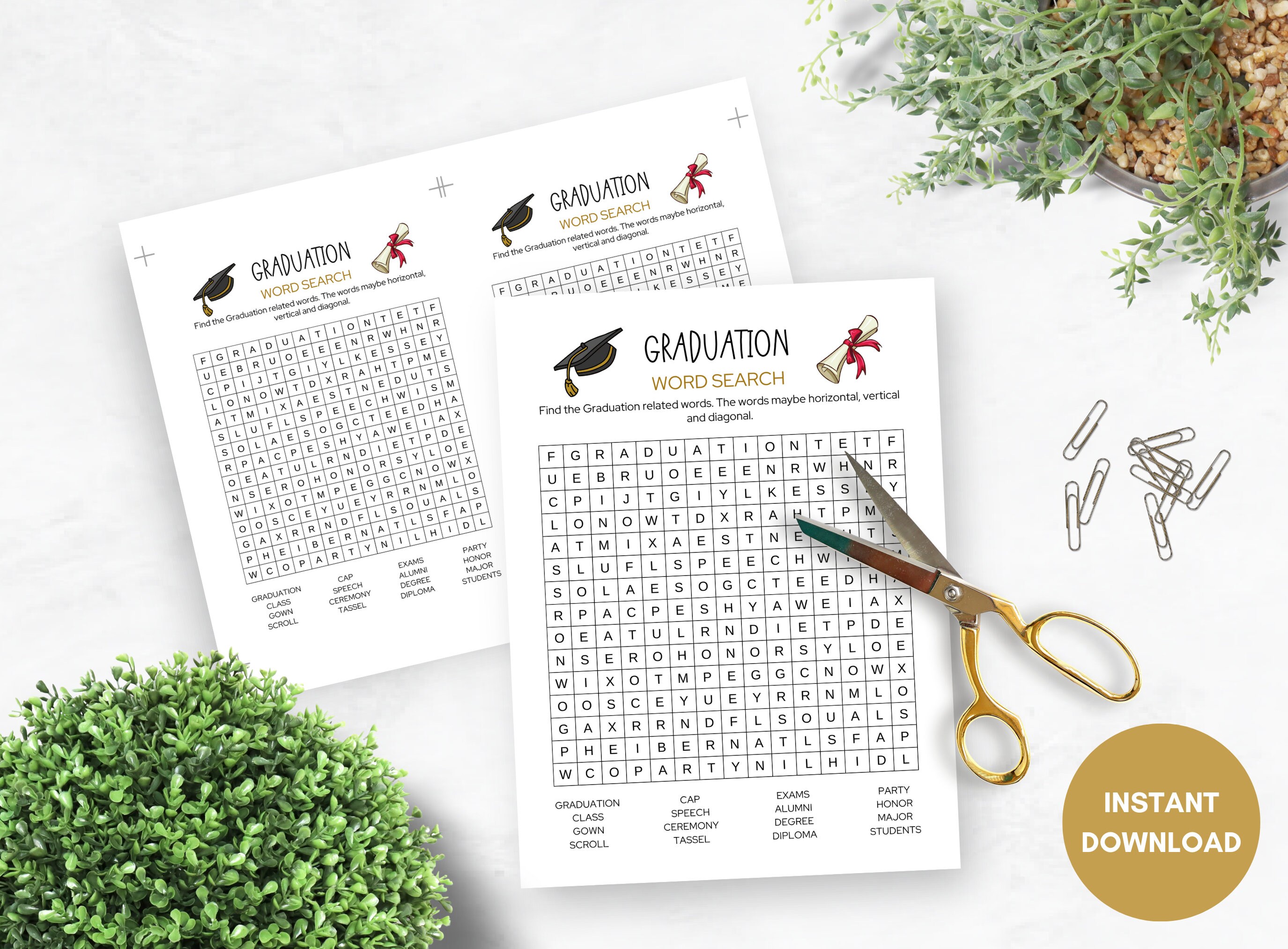 3 Printable Graduation Party Games, High School/college/university Grad ...